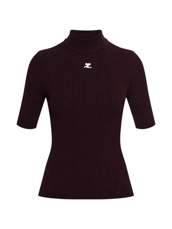 COURREGES Short-sleeved Ribbed Sweater - Red