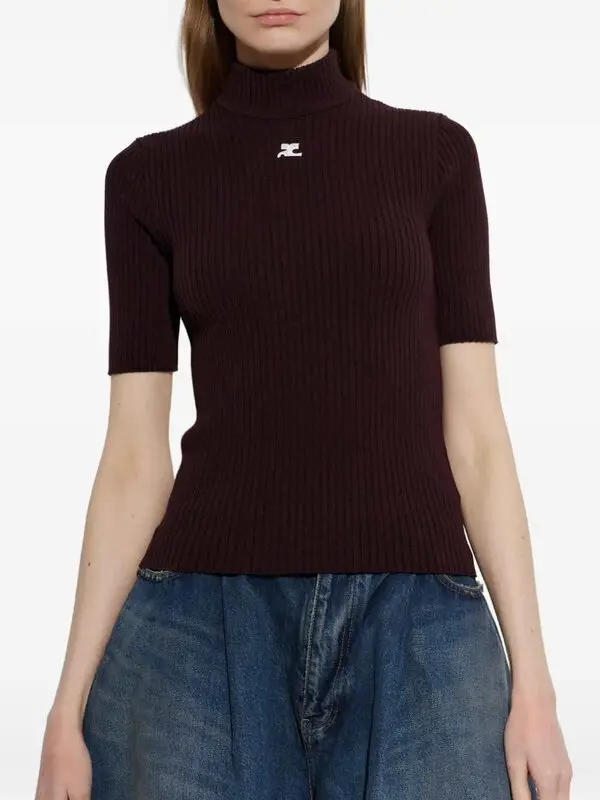 COURREGES Short-sleeved Ribbed Sweater