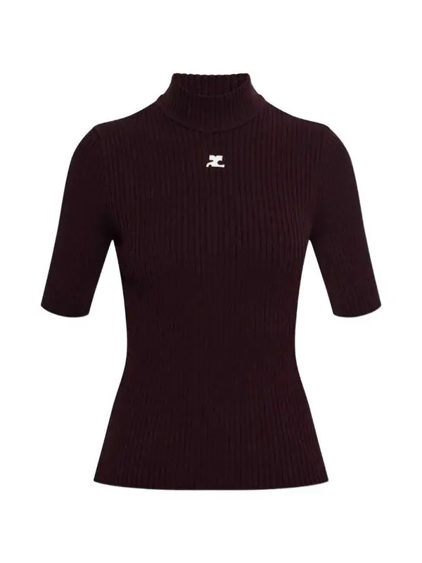 COURREGES Short-sleeved Ribbed Sweater - Red