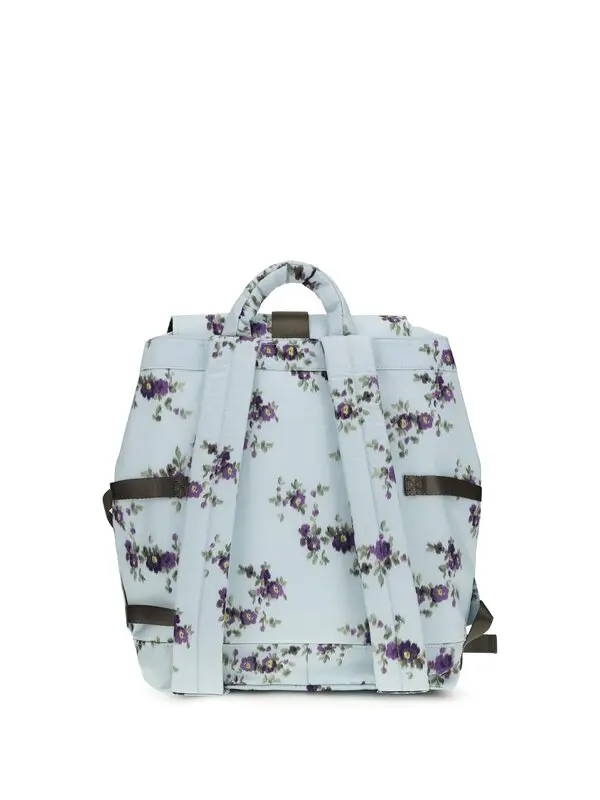 GANNI Floral Patterned Re-tech Nylon Backpack - Blue