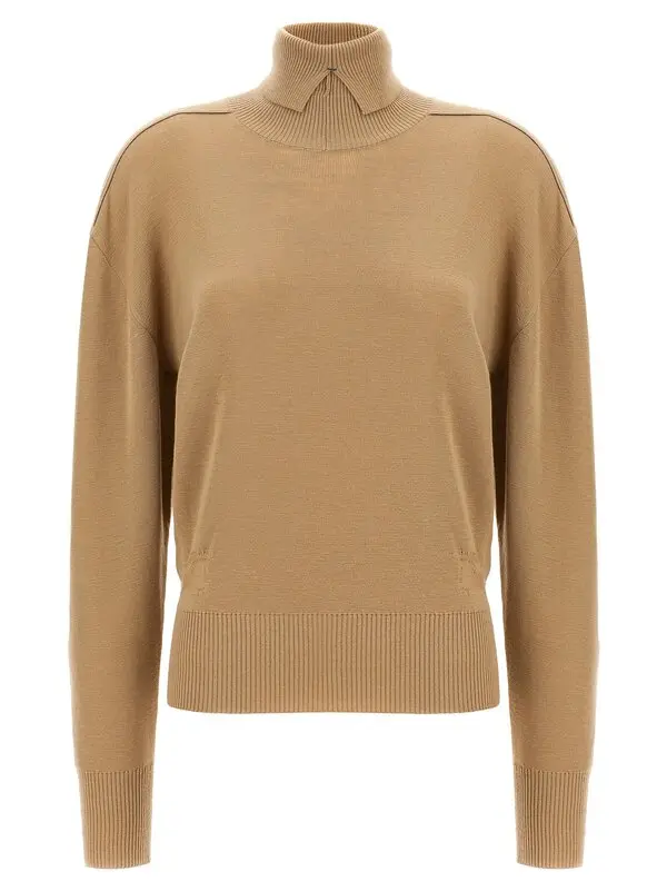 Burberry Wool Intarsia Turtleneck Sweater - Cream