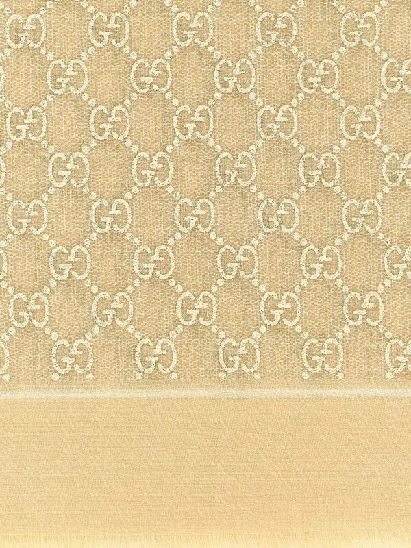 Gucci Gg Monogram Wool Stole - Cream