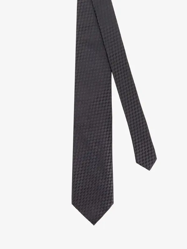TOM FORD Silk Tie With Geometric Pattern - Black