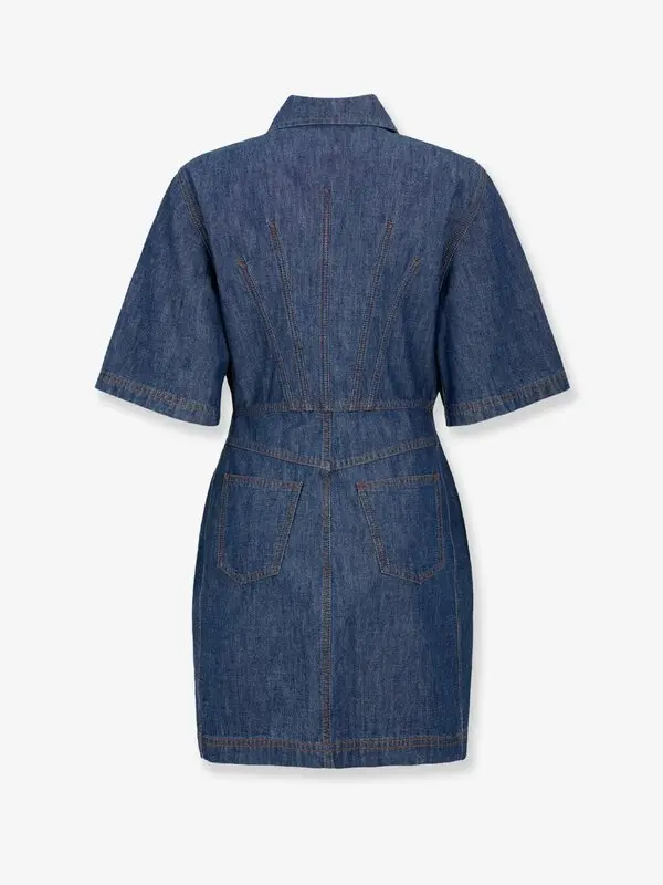 Fendi Chambray Denim Chemisier Dress - Blue