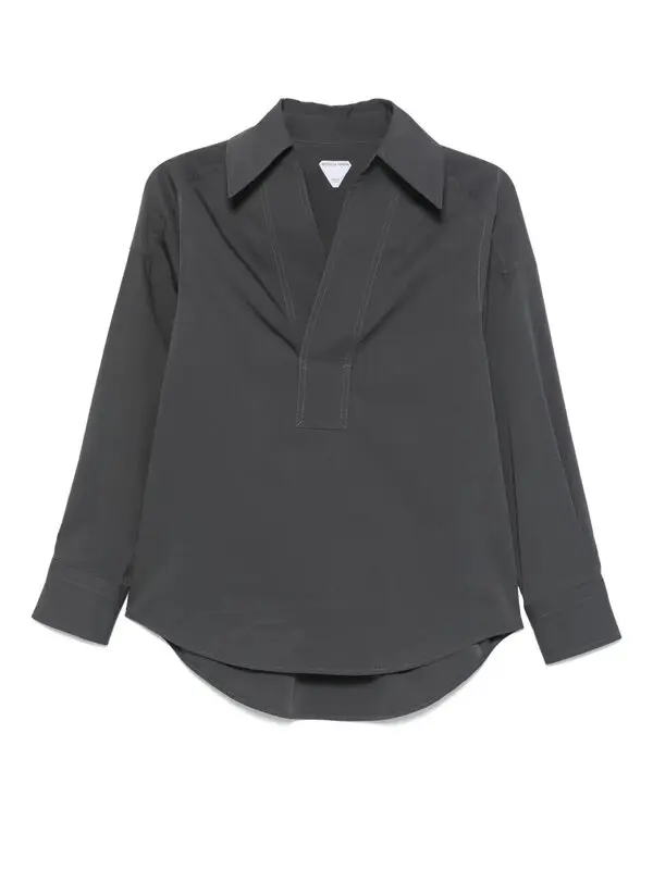 Bottega Veneta Cotton V-neck Shirt - Gray