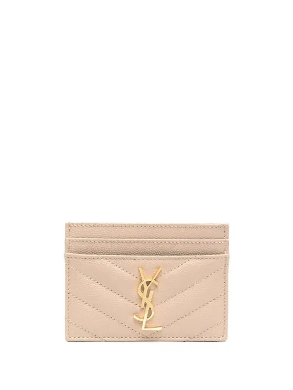Saint Laurent Cassandre Matelassé Card Case In Grain De Poudre Leather - Multicolor