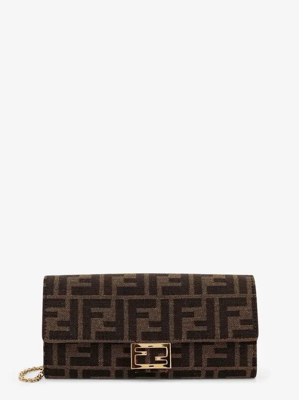 Fendi Continental With Chain Baguette Ff Jacquard Fabric Crossbody Bag - Multicolor