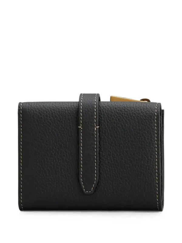 TOD'S Tri-fold Leather Wallet With Strap And Mini T Timeless Accessory - Black