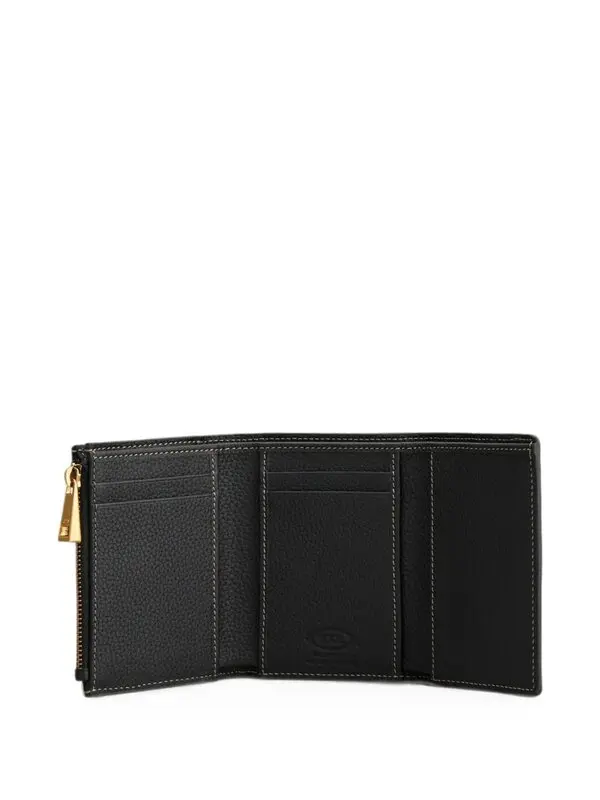 TOD'S Tri-fold Leather Wallet With Strap And Mini T Timeless Accessory - Black