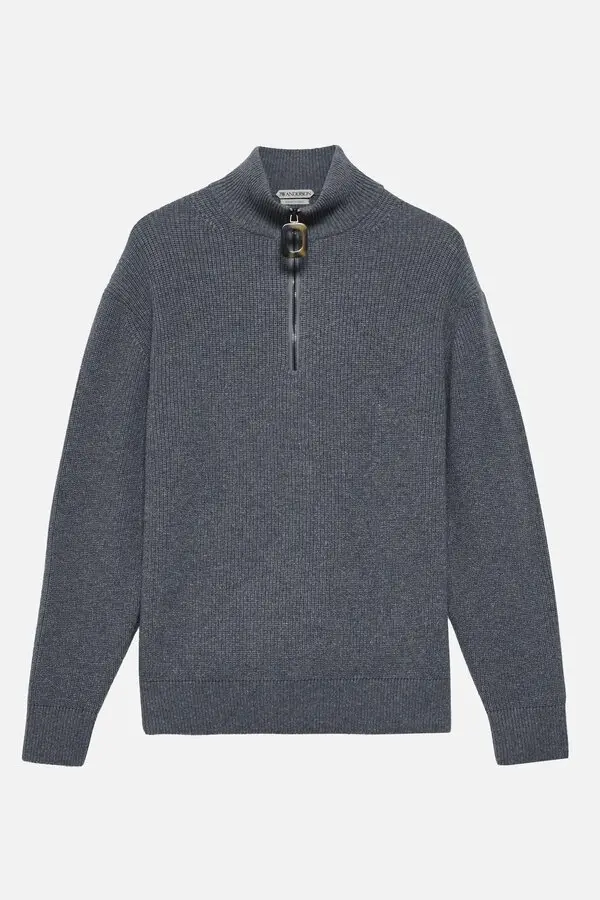 JW Anderson Wool And Cotton Blend Half-zip Jumper - Multicolor