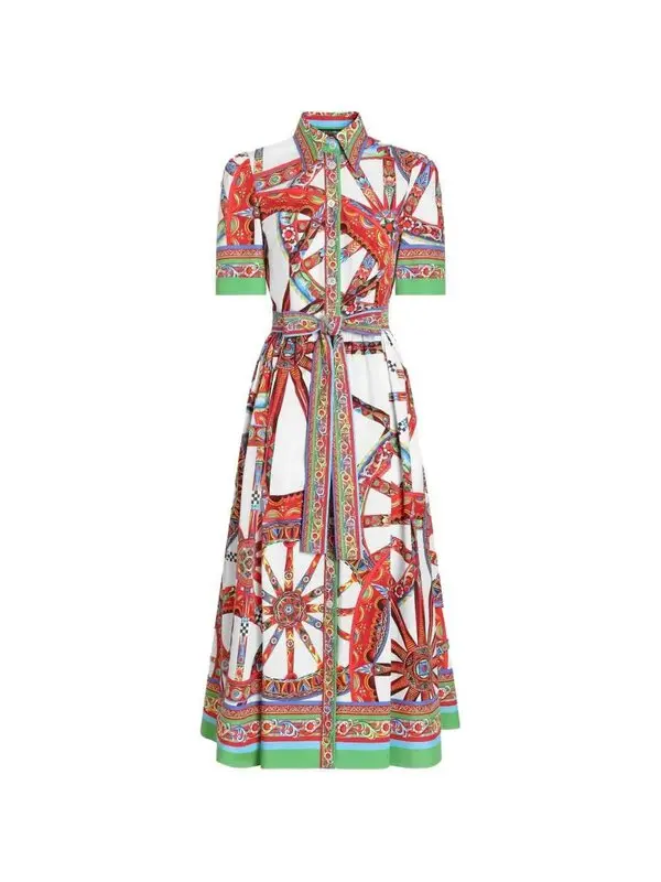 Dolce & Gabbana Carretto-print Cotton Poplin Dress - Multicolor
