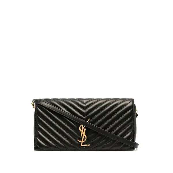 Saint Laurent Quilted Lambskin Shoulder Bag - Black