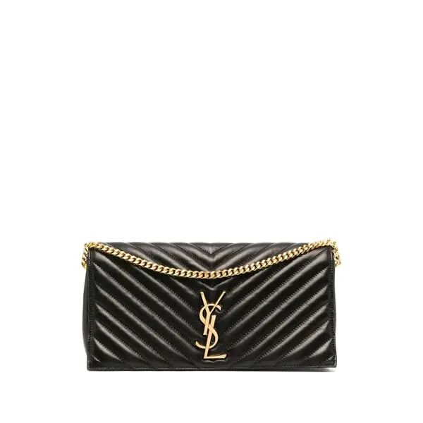 Saint Laurent Quilted Lambskin Shoulder Bag - Black