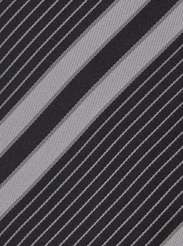 Saint Laurent Black And White Tie With All-over Stripe Motif In Silk For - Multicolor