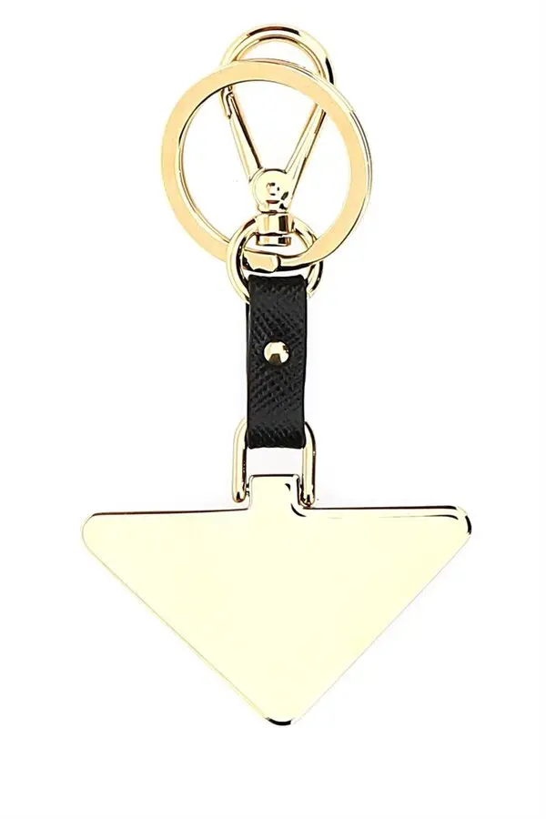 Prada Two-tone Metal And Leather Key Ring - Multicolor