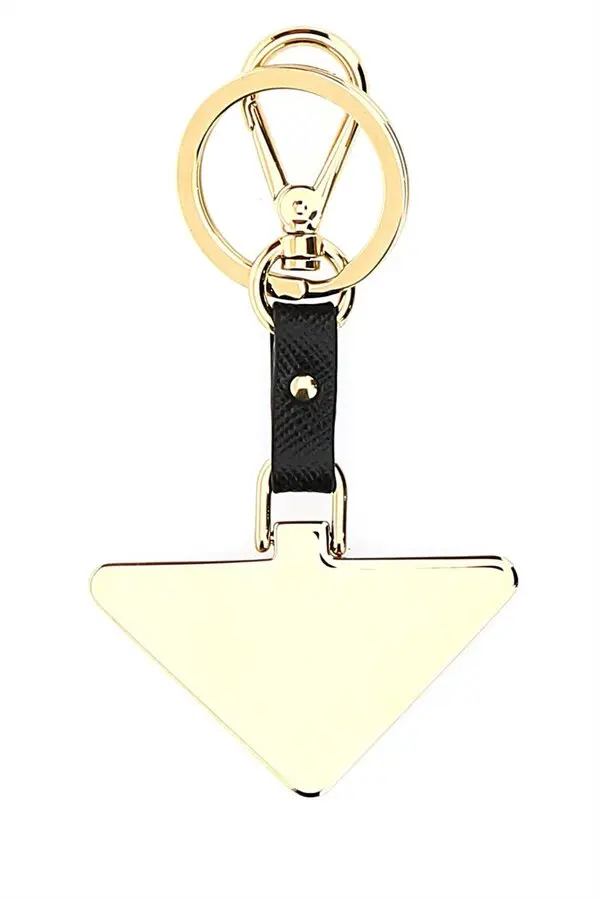 Prada Two-tone Metal And Leather Key Ring - Multicolor