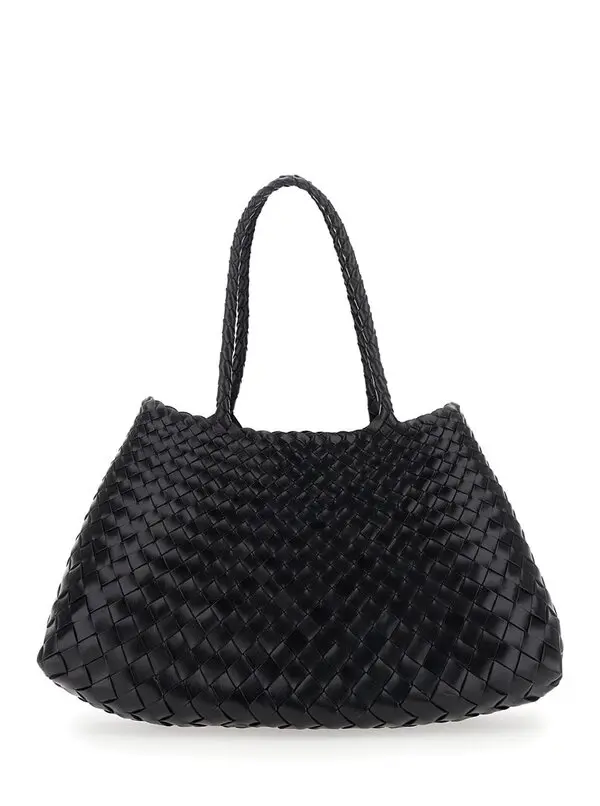 Dragon Diffusion Crossbody Bag 'santa Croce' With Two Top Handles And Intreccio Design In Leather For - Black