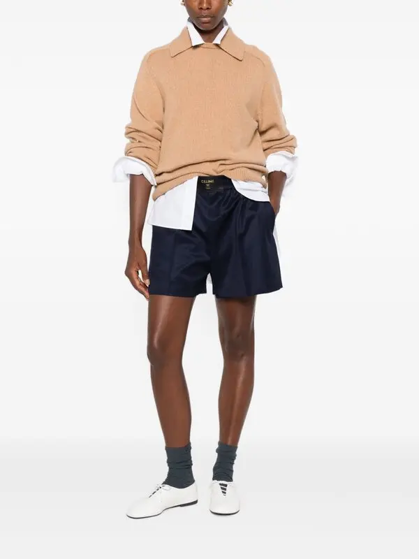 Celine Logo Wool Shorts