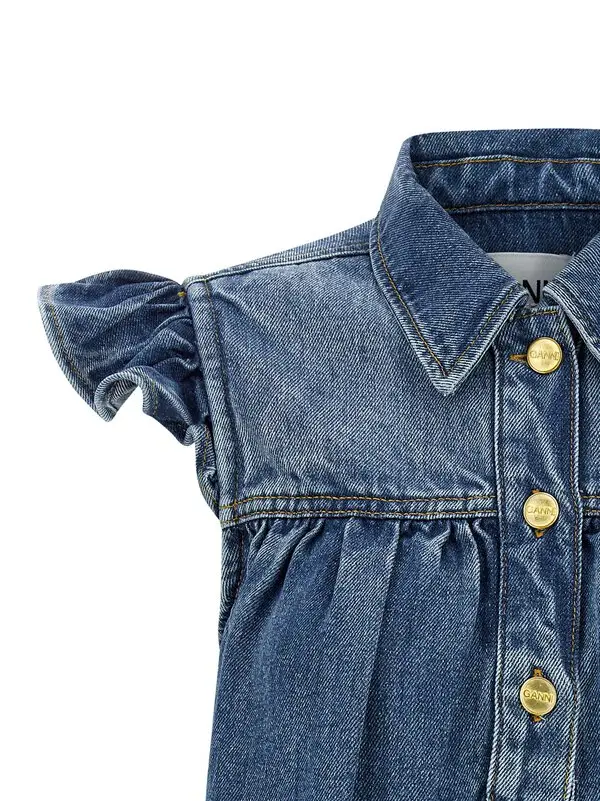 GANNI Denim Ruffle' Top