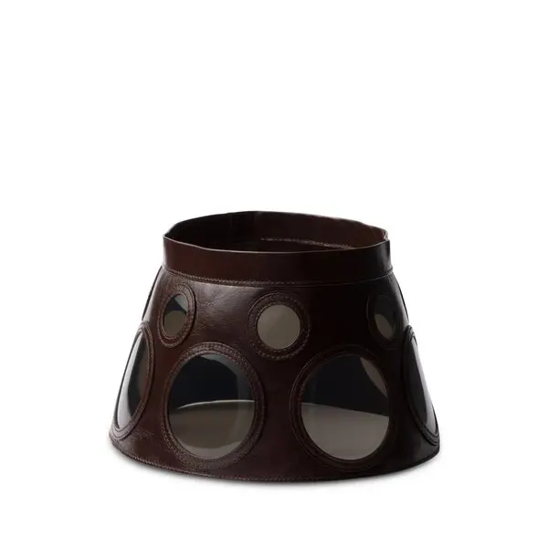 Prada Calf Leather And Plexiglass Open Top Hat - Brown