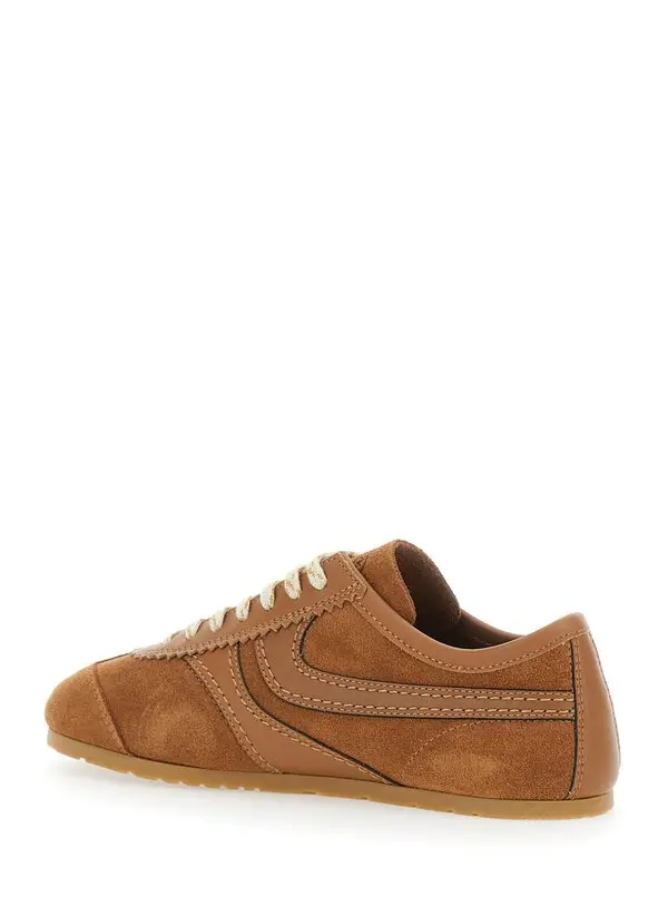 Dries Van Noten Dustin' Sneakers With Contrasting Stitching And Panel Design In Suede For - Brown
