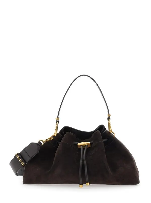 JIMMY CHOO Bon Bon' Brown Shoulder Bag With Drawstring Closure And Embossed Logo On Front In Suede For - Multicolor