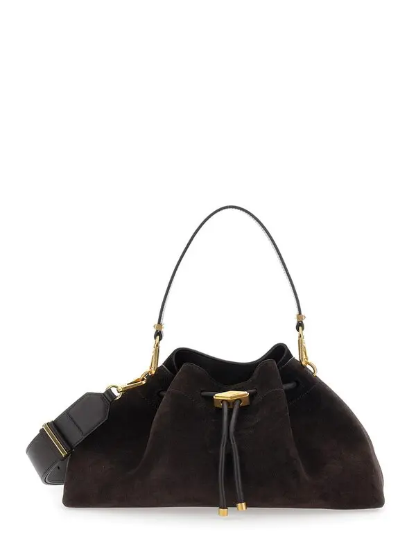 JIMMY CHOO Bon Bon' Brown Shoulder Bag With Drawstring Closure And Embossed Logo On Front In Suede For - Multicolor