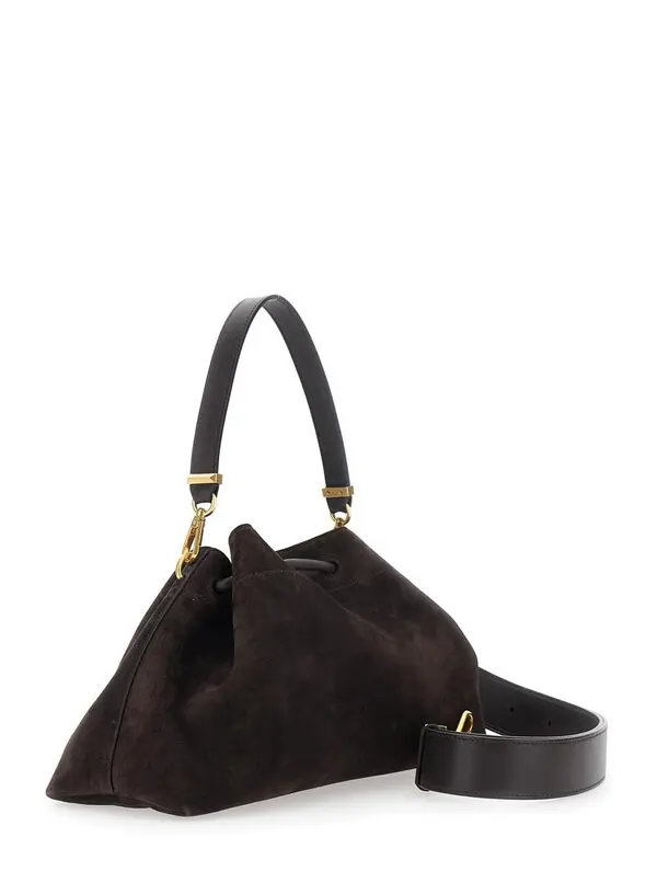 JIMMY CHOO Bon Bon' Brown Shoulder Bag With Drawstring Closure And Embossed Logo On Front In Suede For - Multicolor
