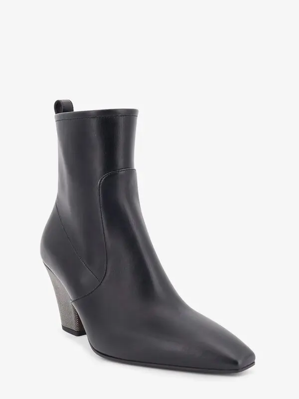 Brunello Cucinelli Precious Heel Leather Ankle Boots