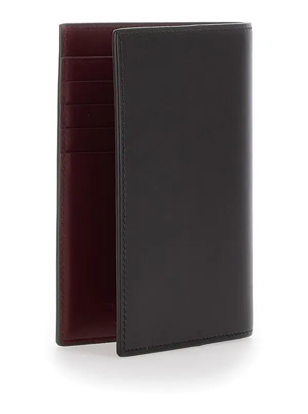 Saint Laurent Brown Bicolor Document Holder With Logo Lettering On The Front In Leather For