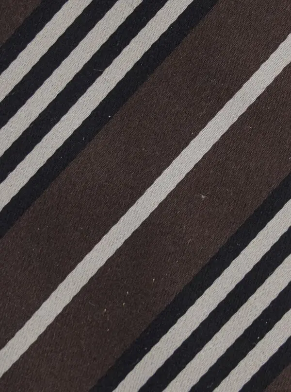 Saint Laurent Brown Tie With All-over Stripe Motif In Silk For - Multicolor
