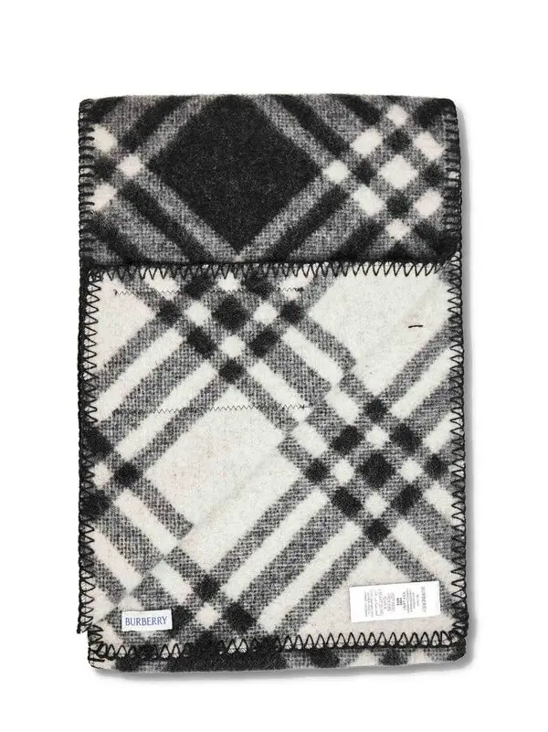 Burberry Black Check Wool Scarf