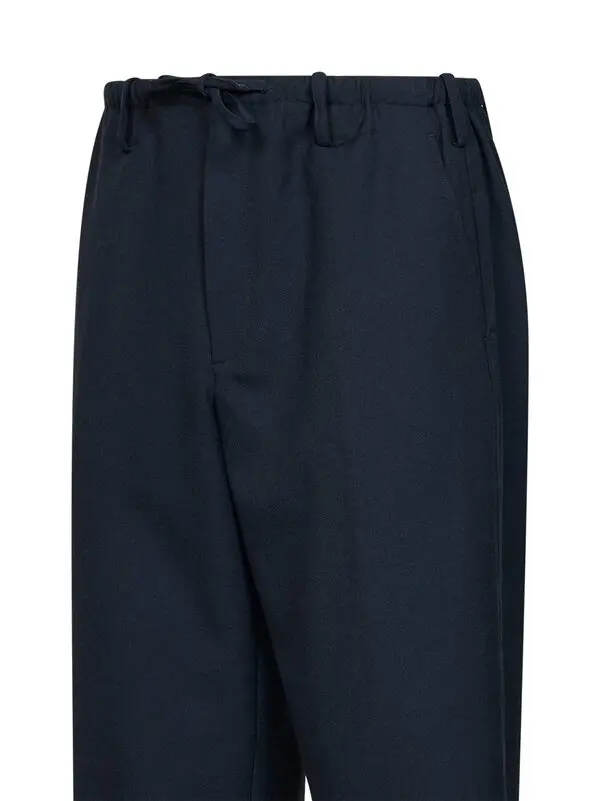 Dries Van Noten Navy Blue Wool Penny Straight-leg Trousers - Multicolor