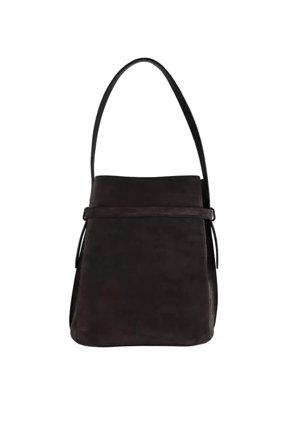 TOTEME Belted Suede Bucket Bag - Brown