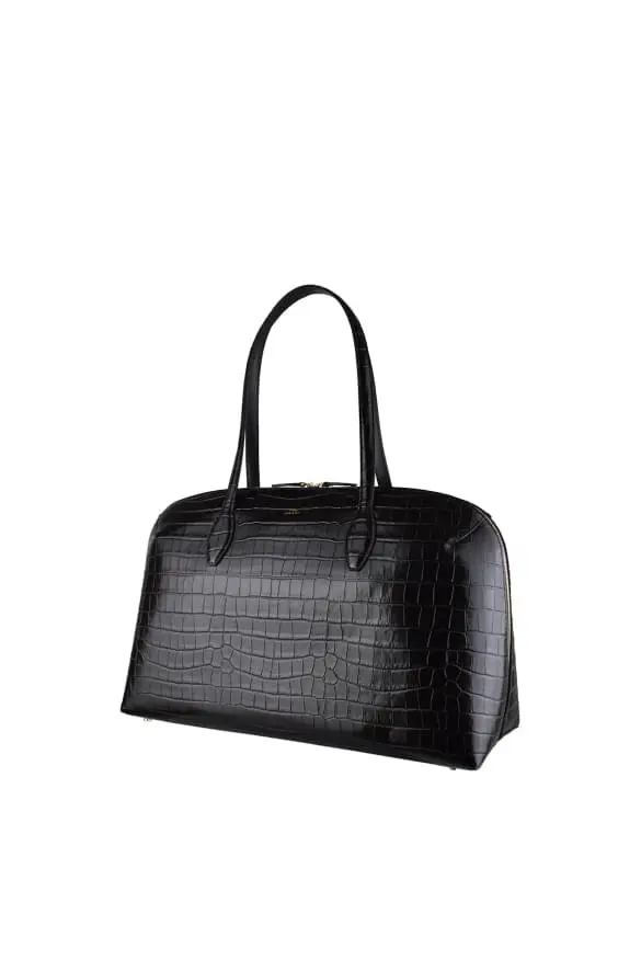 TOTEME Croco-embossed Zip-up Tote Bag - Brown