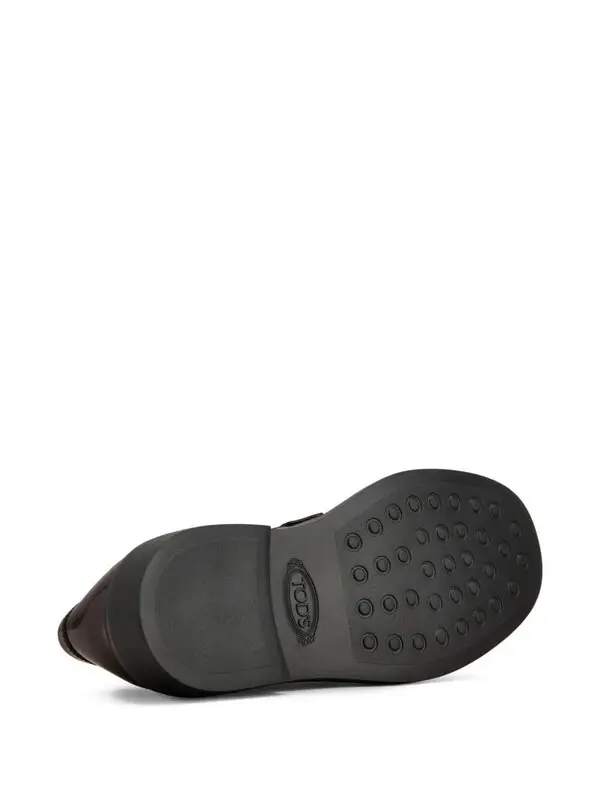 TOD'S Leather Loafers With Metal Bar - Red