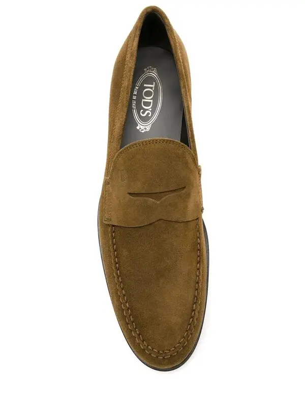 TOD'S Suede Penny Loafers - Brown