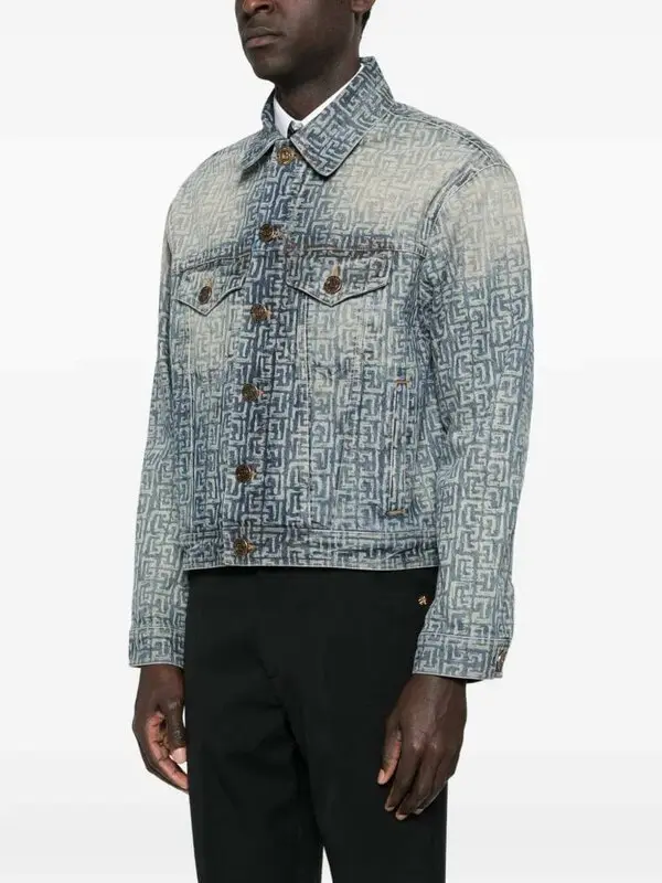 Balmain Monogrammed Denim Jacket