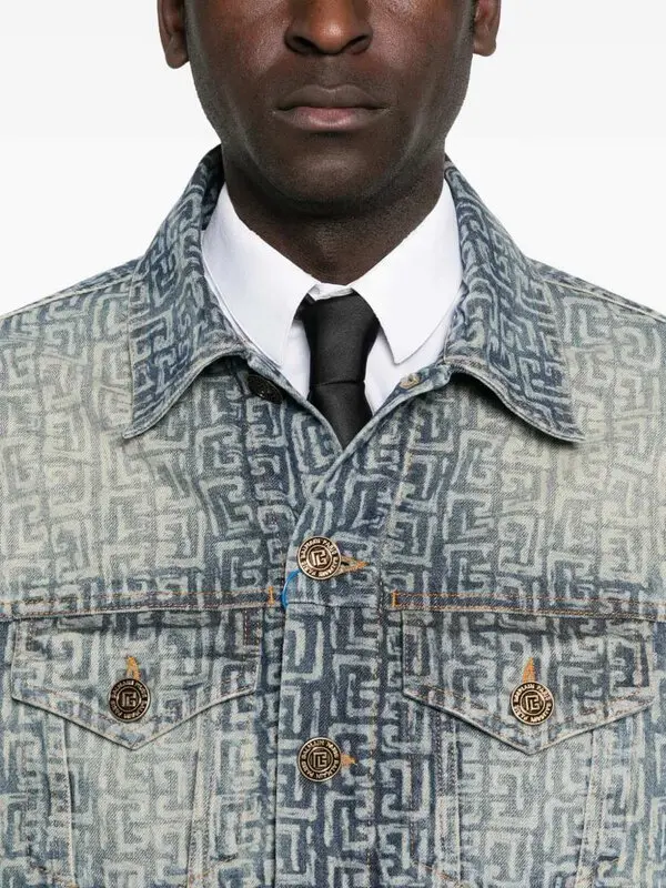 Balmain Monogrammed Denim Jacket