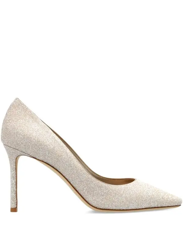 JIMMY CHOO Coarse Glitter Fabric Pumps - Silver