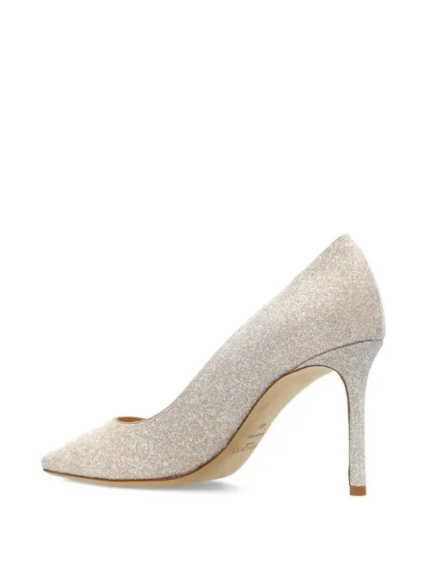 JIMMY CHOO Coarse Glitter Fabric Pumps - Silver