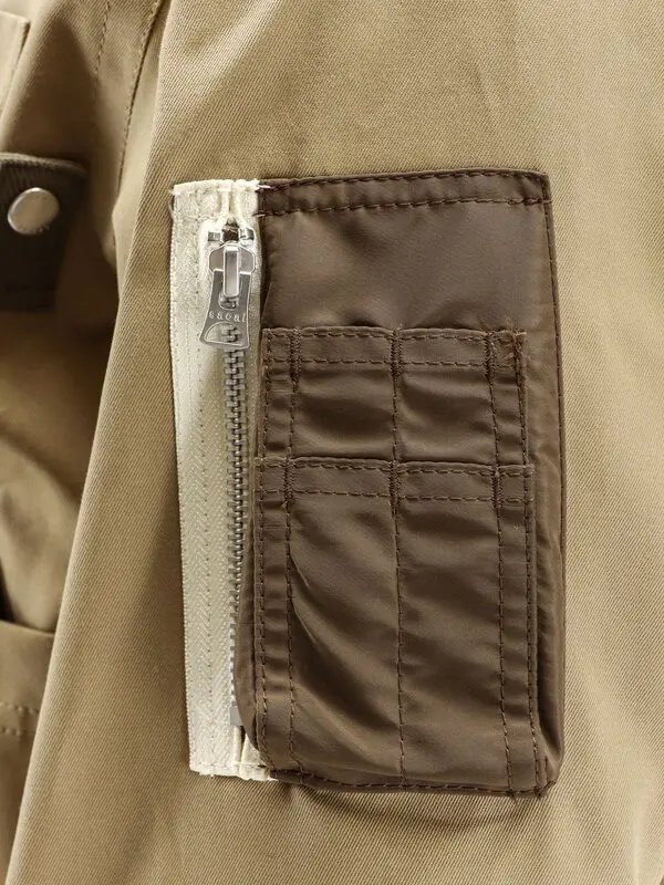 Sacai Cotton Chino Jacket With Faux Leather Collar