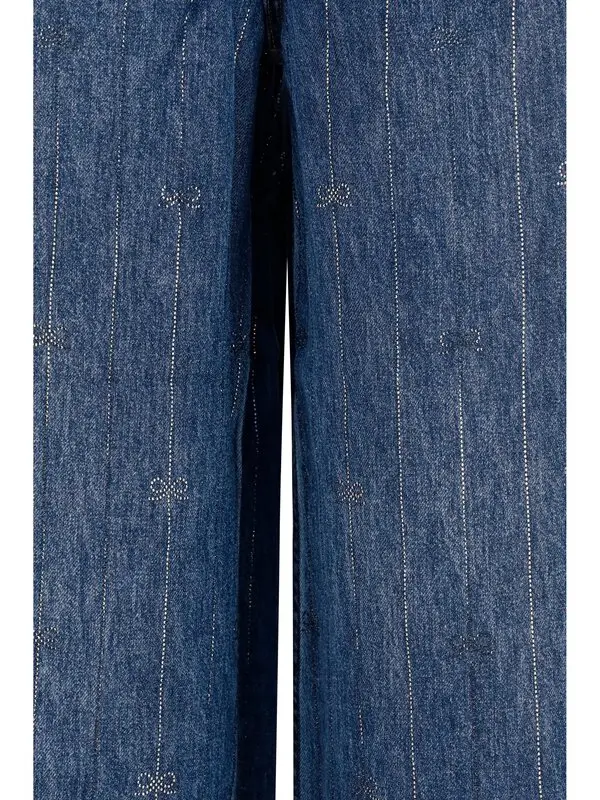SELF-PORTRAIT Crystal-striped Jeans