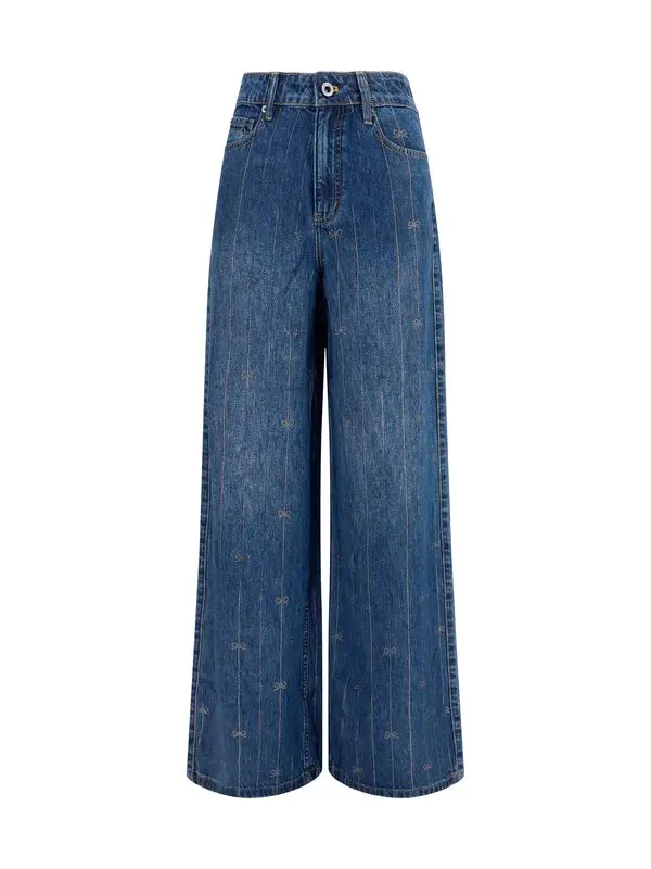 SELF-PORTRAIT Crystal-striped Jeans - Blue