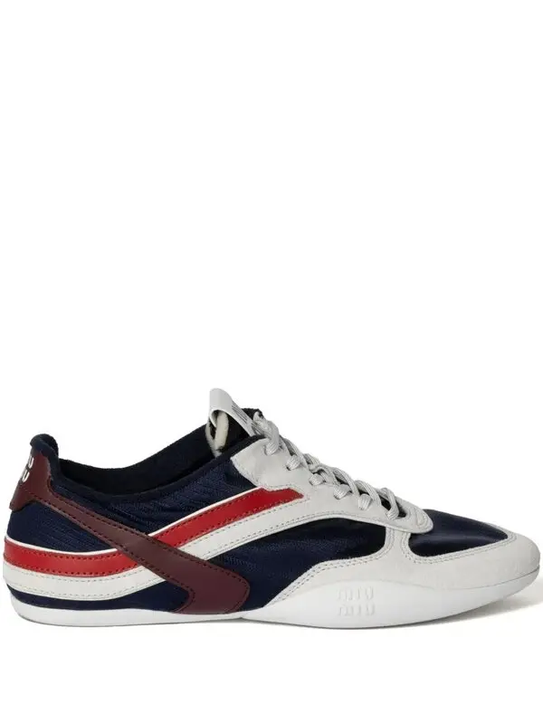 Miu Miu Gymnasium Technical Fabric And Suede Sneakers - Blue