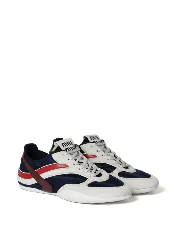Miu Miu Gymnasium Technical Fabric And Suede Sneakers - Blue