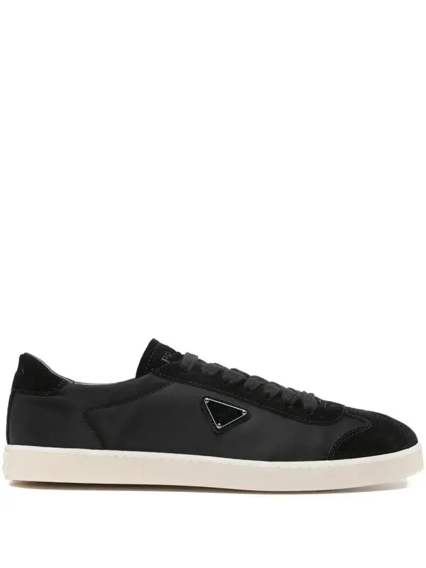 Prada Nylon Sneakers With Suede Inserts - Black