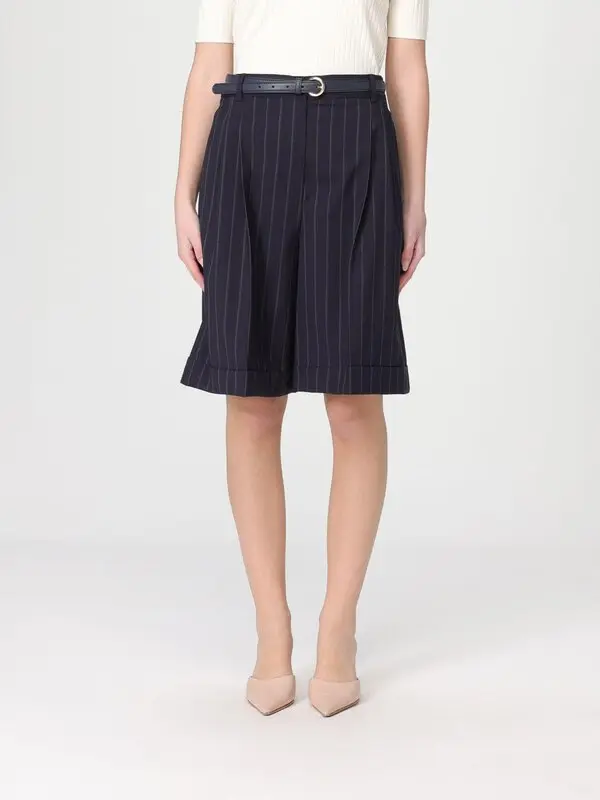Max Mara Pinstriped Virgin Wool Shorts - Blue