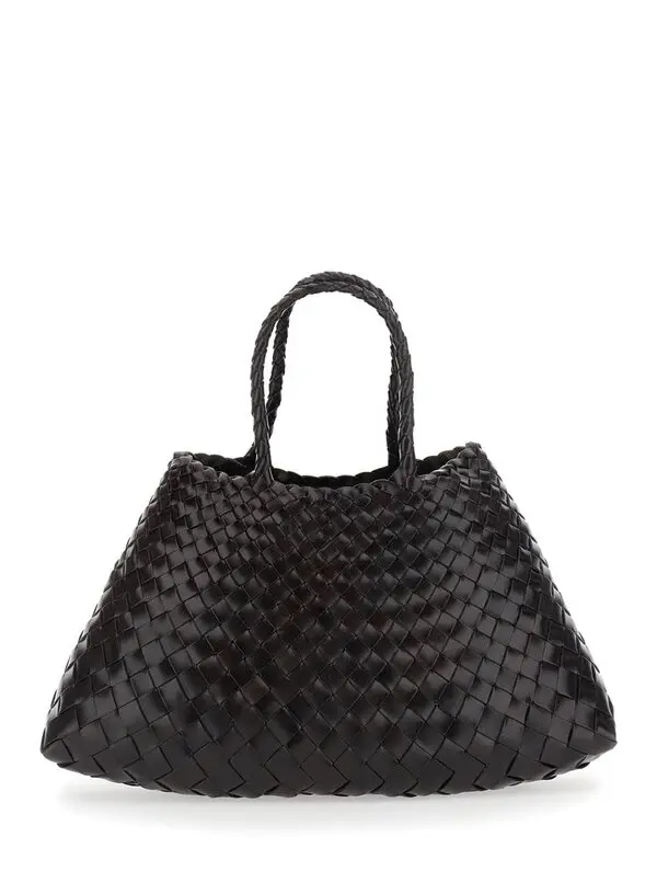 Dragon Diffusion Santa Croce' Small Handbag With Woven Design In Leather For - Brown