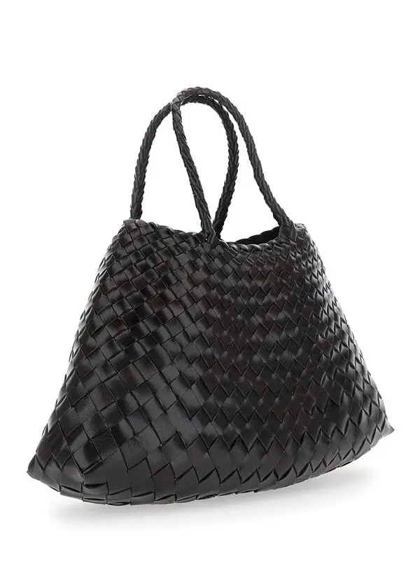 Dragon Diffusion Santa Croce' Small Handbag With Woven Design In Leather For - Brown